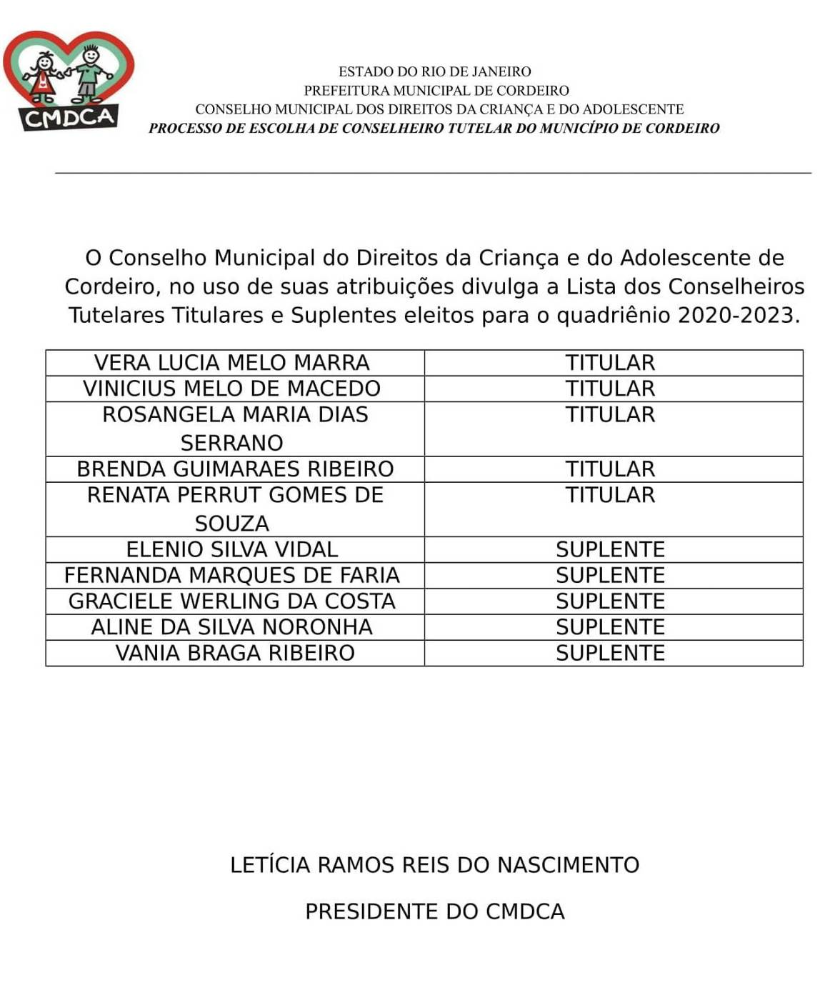Conselho Municipal dos Direitos da Criança e do Adolescente de Cordeiro ...
