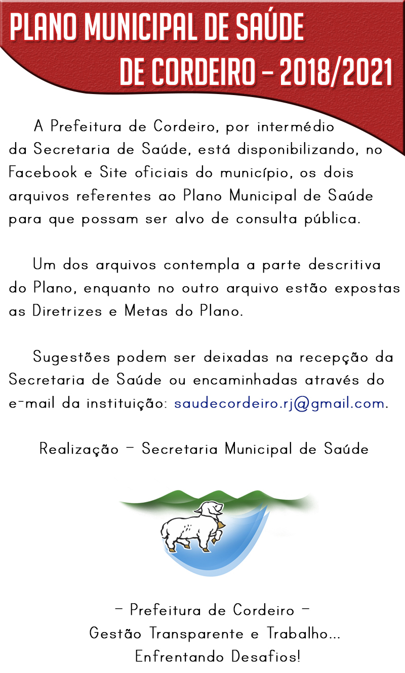 Plano Municipal De Sa Prefeitura Municipal De Cordeiro